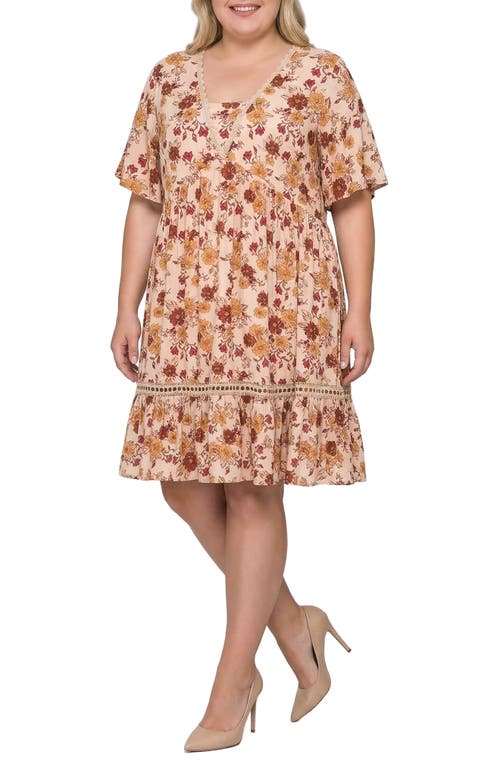 STANDARDS & PRACTICES Floral Print Crochet Lace Trim Dress